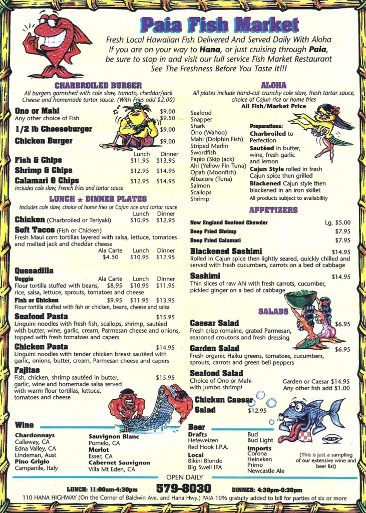 paia-fish-market-menu-scan | Maui Guidebook